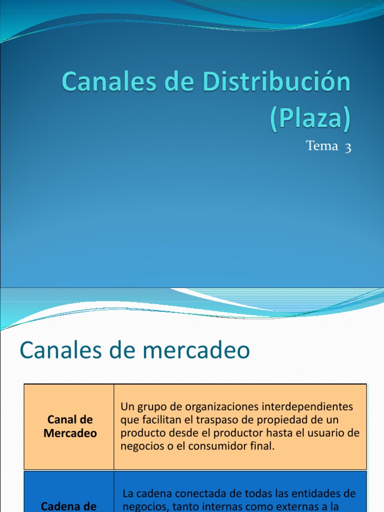 Tema 3 Canales de Distribucion Plaza | PDF | Producto (Negocio) | Los ...