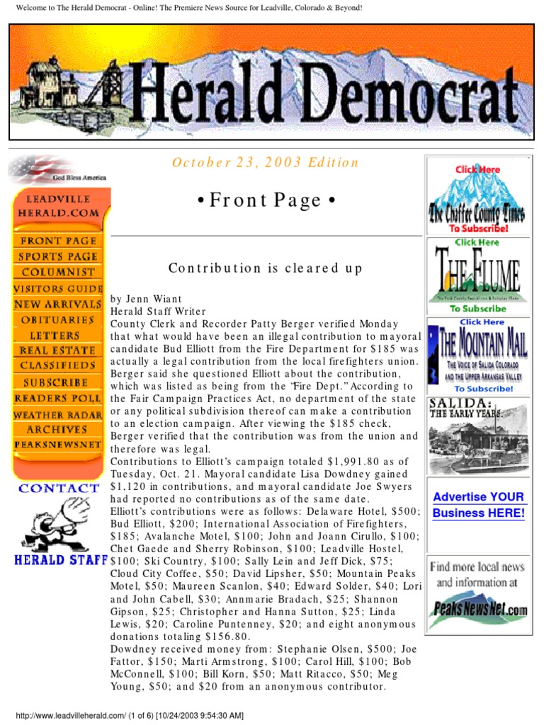 Front Page - : October 23, 2003 Edition | PDF | Teachers