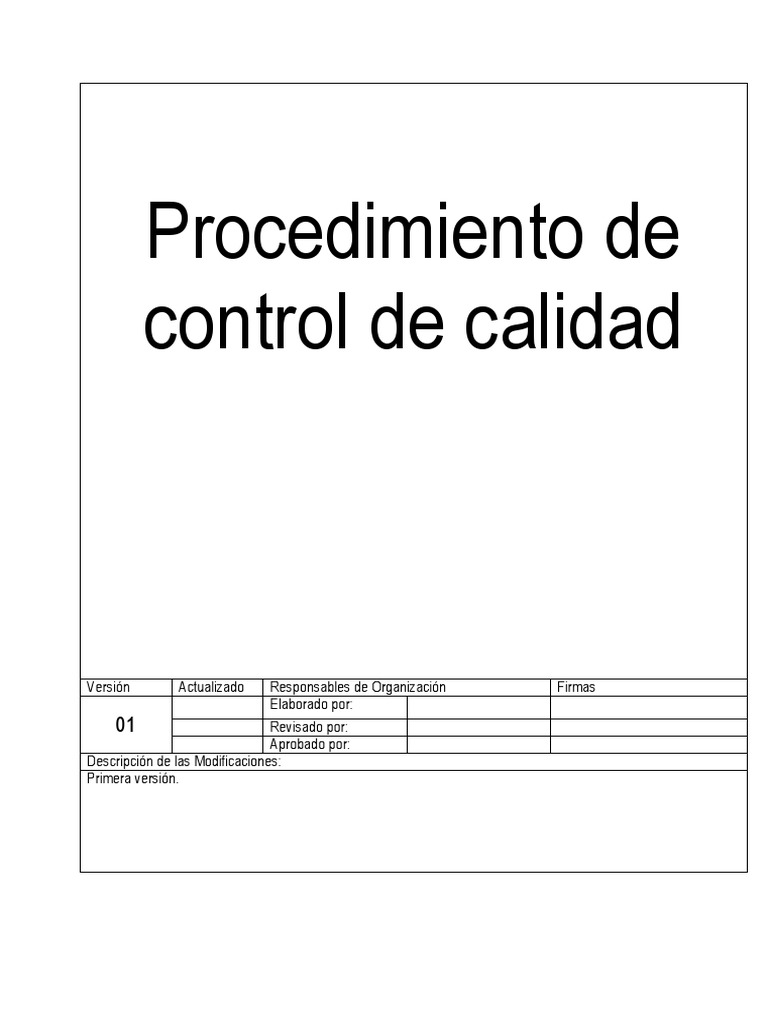 Procedimiento Control de Calidad | PDF | Cliente | Economias