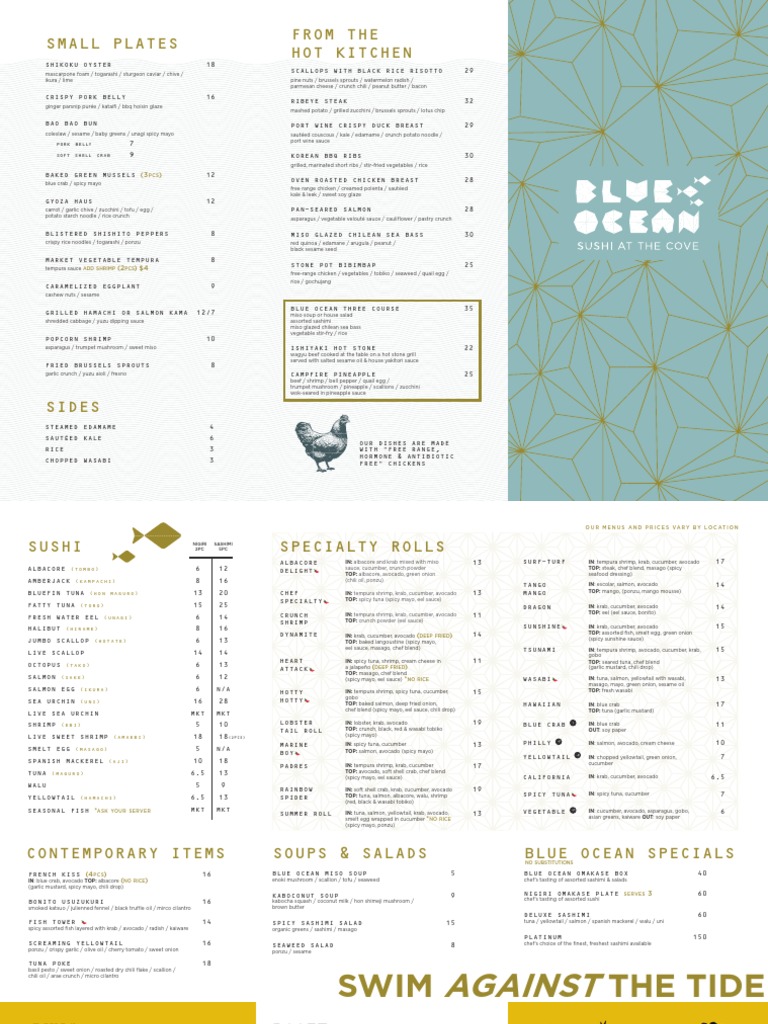 Blue Ocean Sushi/Harumama Menus | PDF | Sushi | Ramen