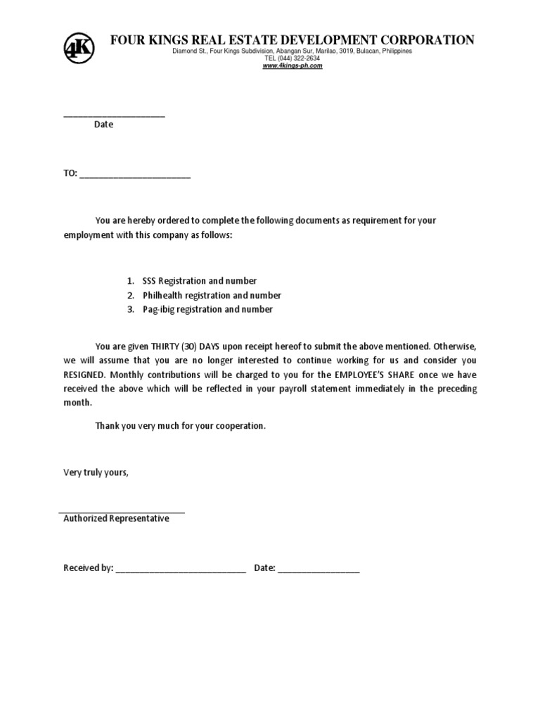 Employment Document Submission Notice | PDF