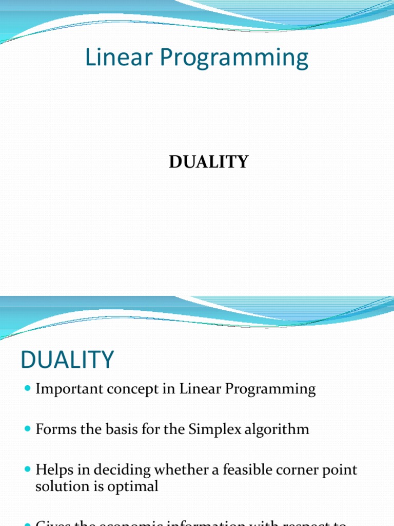 Duality | PDF | Linear Programming | Mathematical Optimization Duality | PDF | Linear Programming | Mathematical Optimization