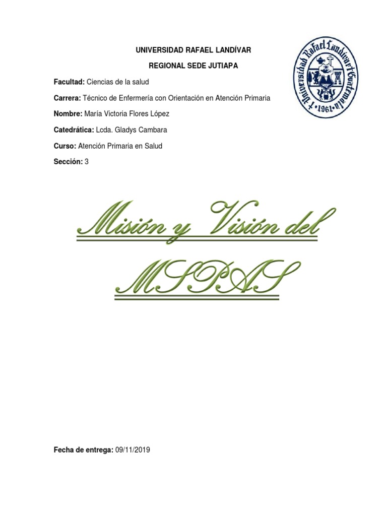 Misión y Visión Del Mspas | PDF