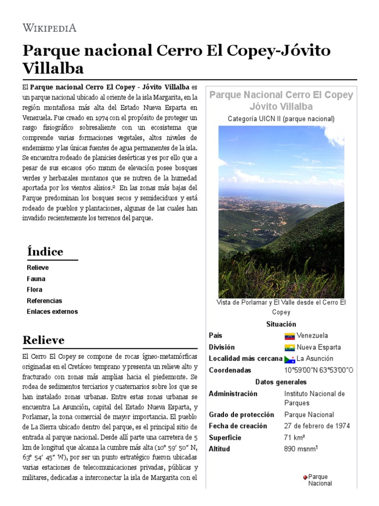 Parque Nacional Cerro El Copey-Jóvito Villalba - Wikipedia, La ...