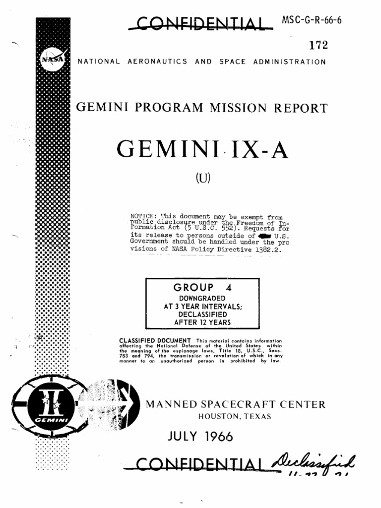 Gemini Program Mission Report Gemini Ix-A | PDF | Project Gemini ...
