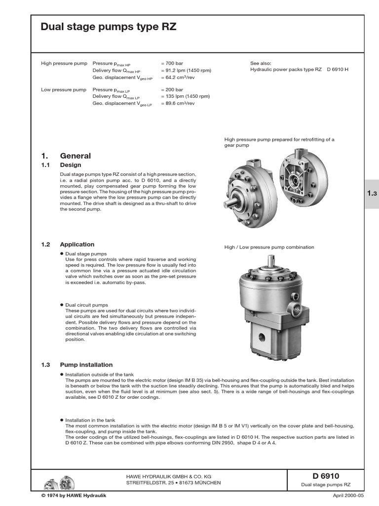 Dual Stage Pumps Type RZ: 1. General | PDF | Pump | Gas Technologies