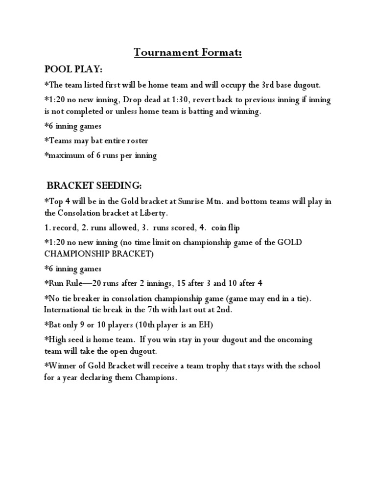 Tournament Format and Rules Overview | PDF