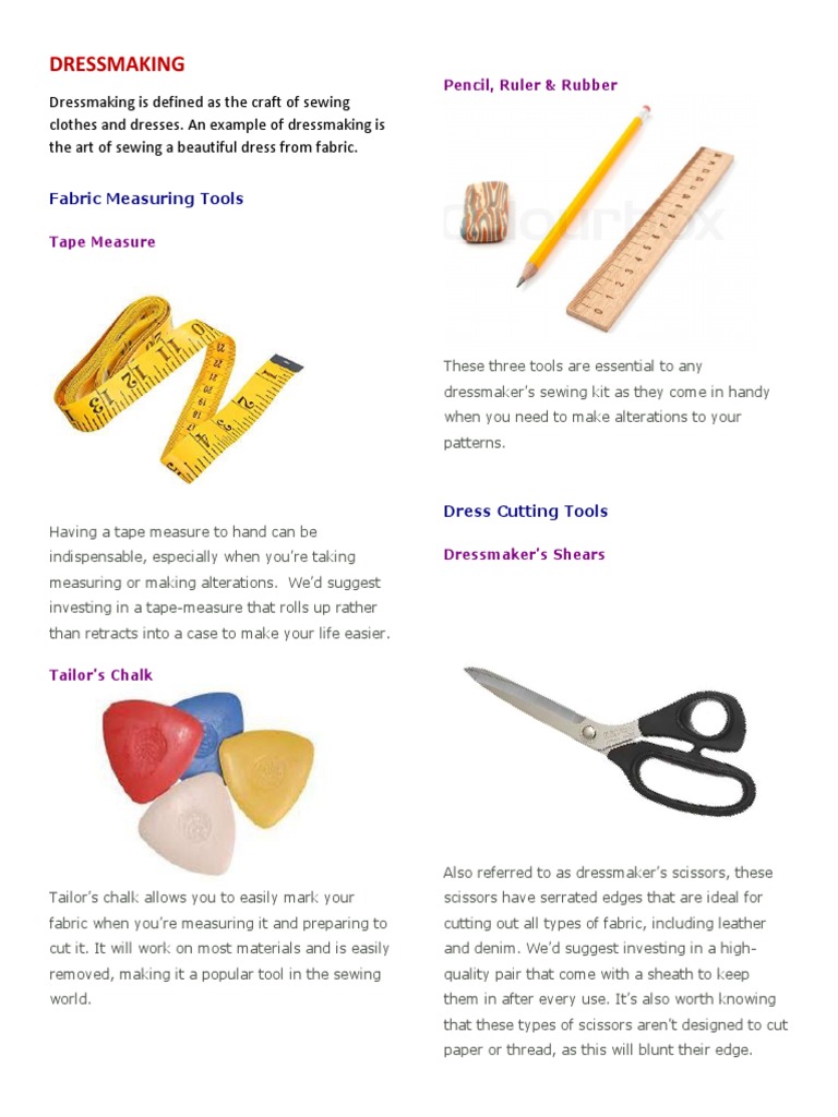 Dressmaking Tools | PDF | Sewing | Sewing Machine