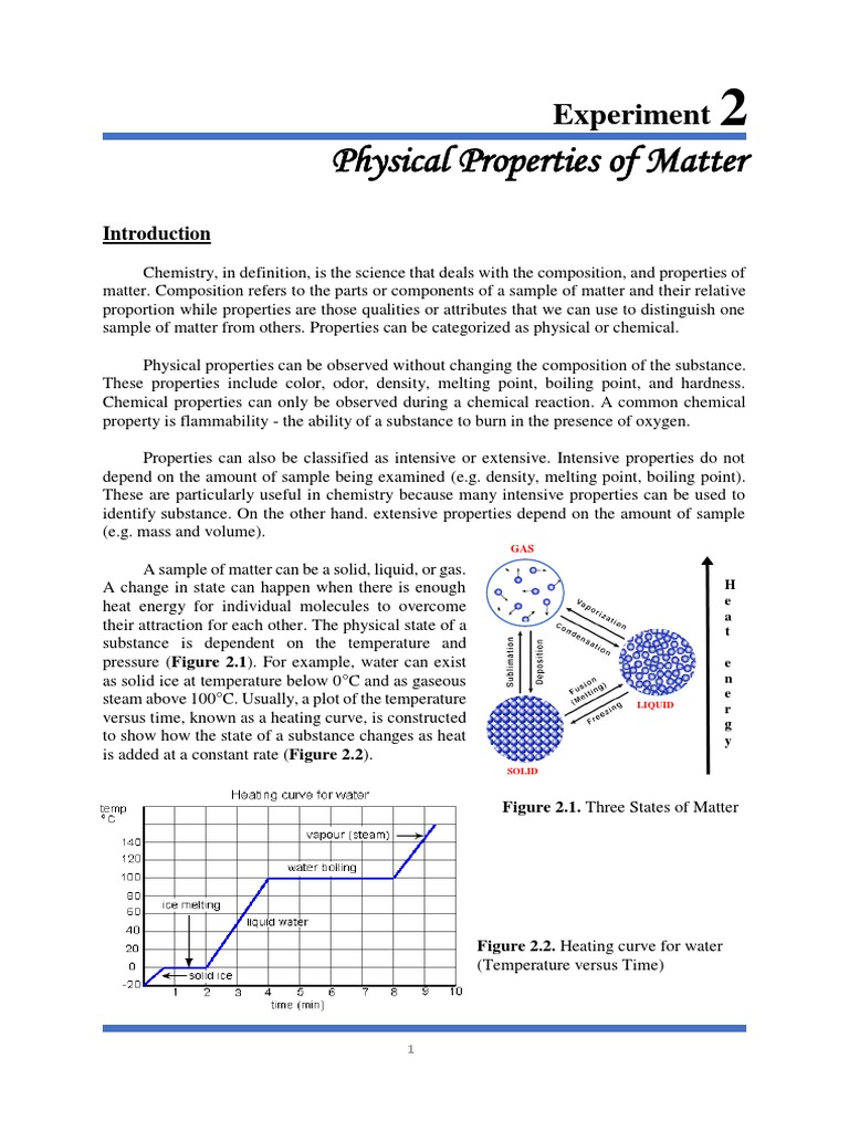 Physical Properties of Matter: Experiment | PDF | Chemical Substances ...