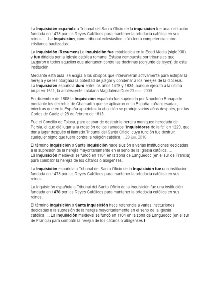ENSAYO DE LA INQUISICION | Inquisición | Inquisición española