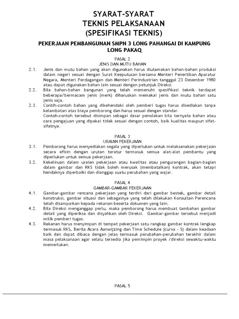 Spesifikasi (RKS) Proyek | PDF