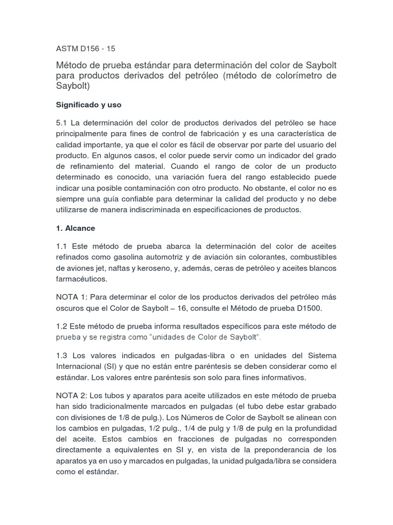 Astm Color Saybolt Traducción | PDF | Ligero | Óptica