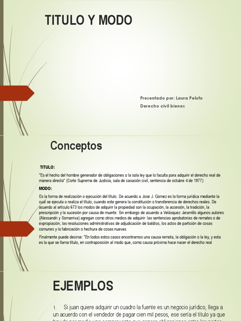 Titulo y Modo | PDF | Propiedad | Posesión (Ley)