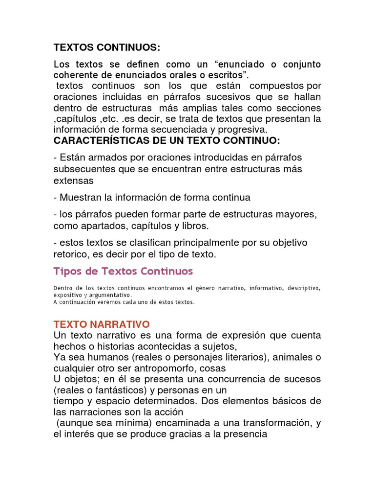 Textos Continuos | PDF | Narrativa | Ciencia cognitiva