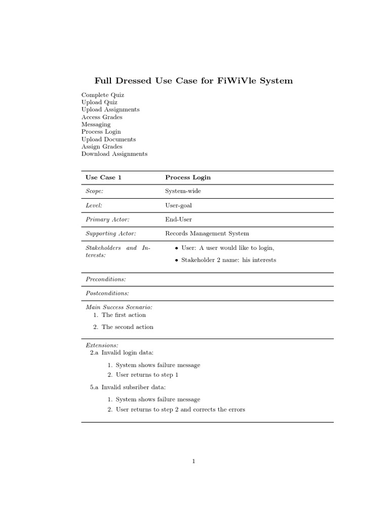 Full Dressed Use Case For Fiwivle System | PDF | Use Case | Digital ...