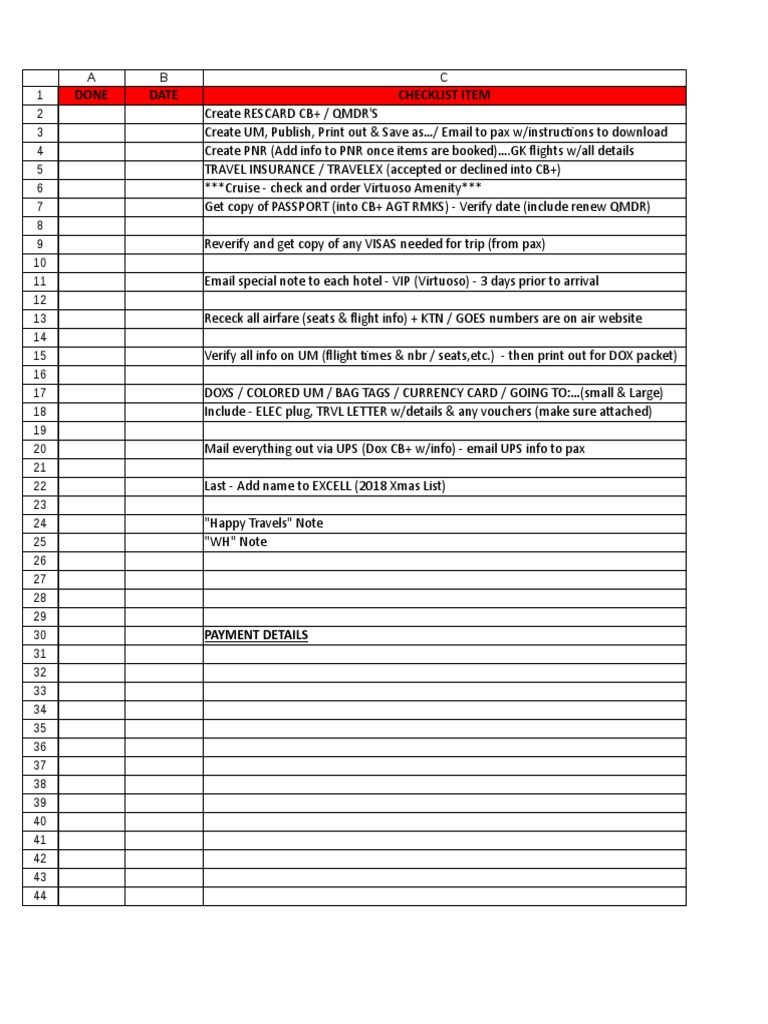 Done Date Checklist Item | PDF