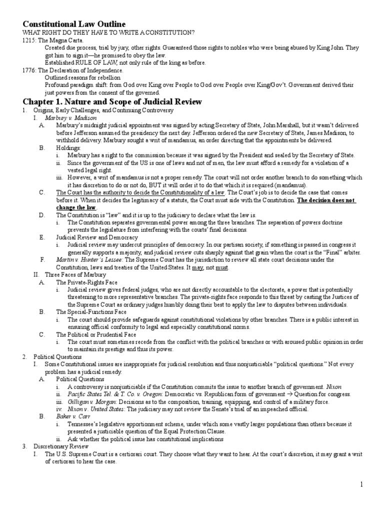 Constitution Law OUTLINE | Download Free PDF | Fourteenth Amendment To ...