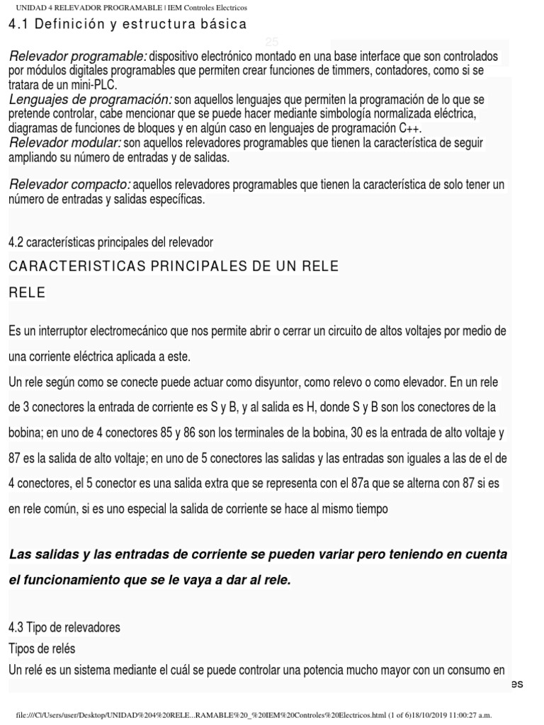 Análisis de los tipos de relevadores programables y sus características ...