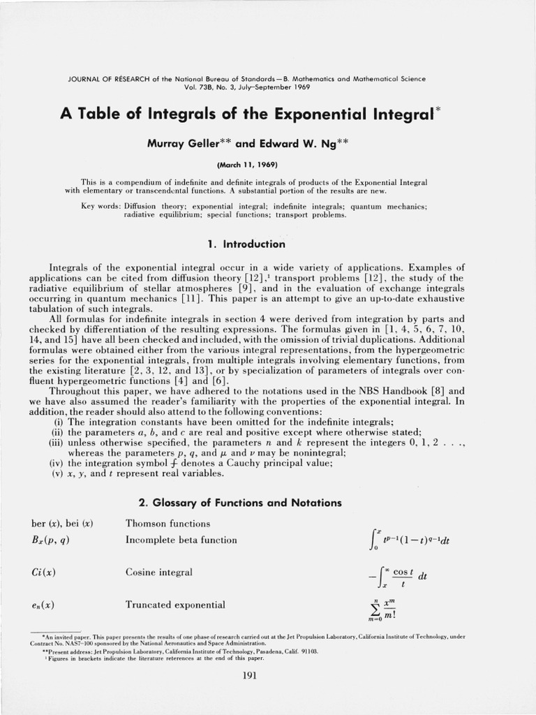 Exponential Integral Integrals Table | PDF | Integral | Exponential ...