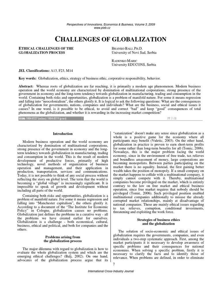 Ethical Challenges in Globalization | PDF | Corruption | Multinational ...