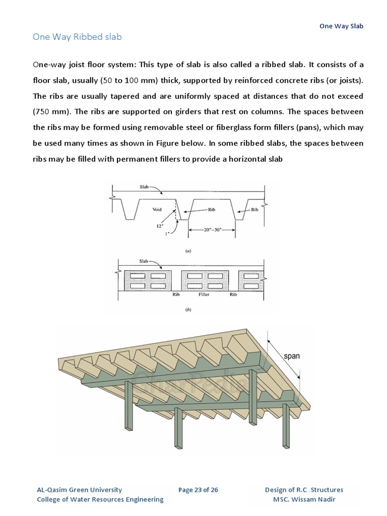 One Way Ribbed Slab | PDF | Civil Engineering | Structural Engineering