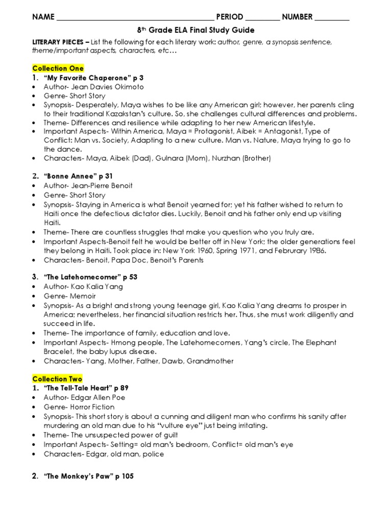 2019 Final Exam Study Guide | PDF | Anne Frank