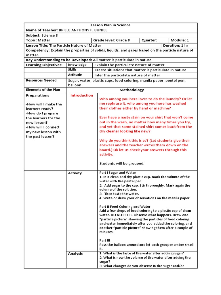 Knowledge Skills Attitude Resources Needed Elements of The Plan | PDF ...