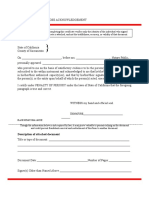 California Notary Acknowledgment Form | PDF | Notary Public | Signature