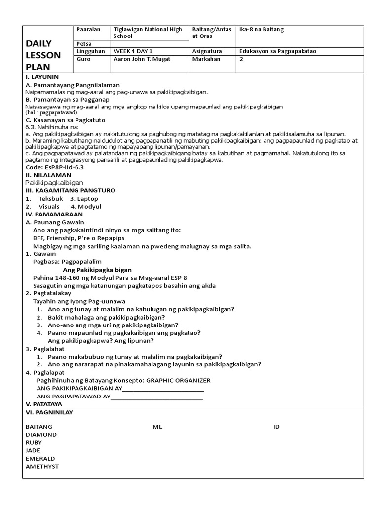 Esp 8 DLP 2ND Q Week4 | PDF