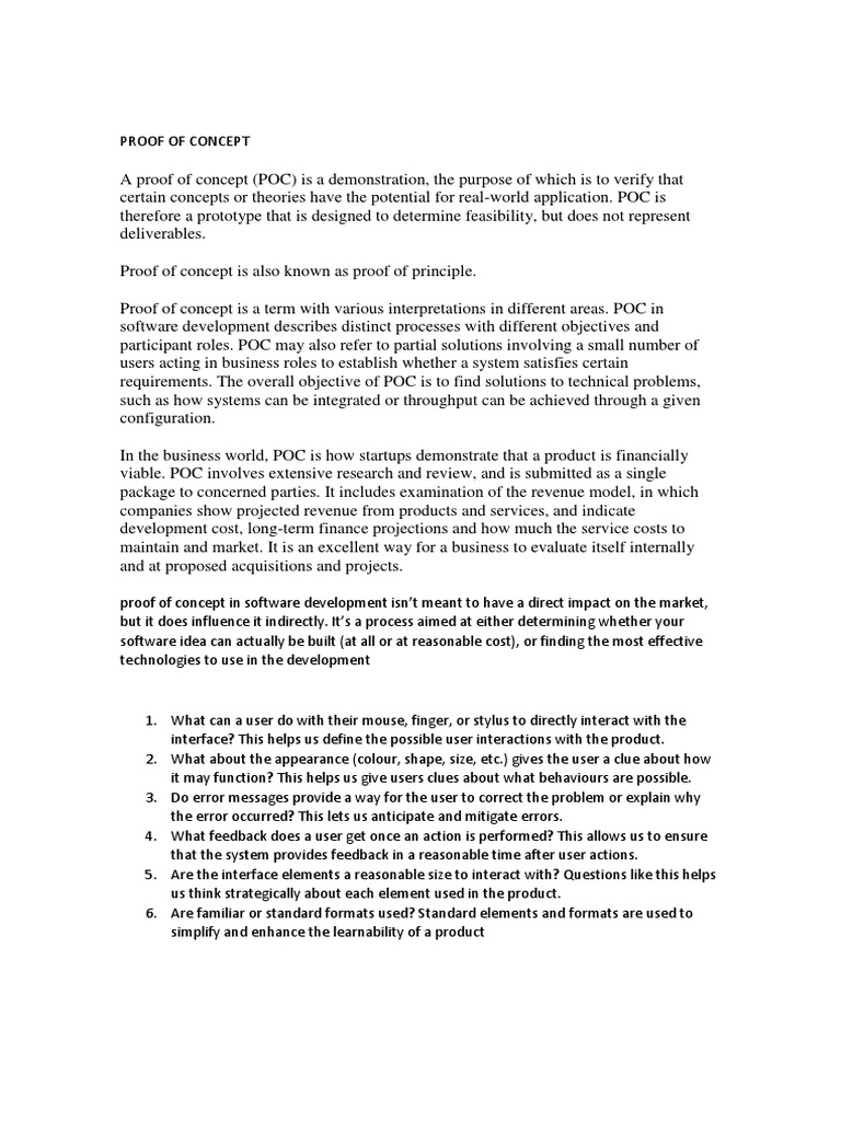 Proof of Concept | Software Development | Behavioural Sciences