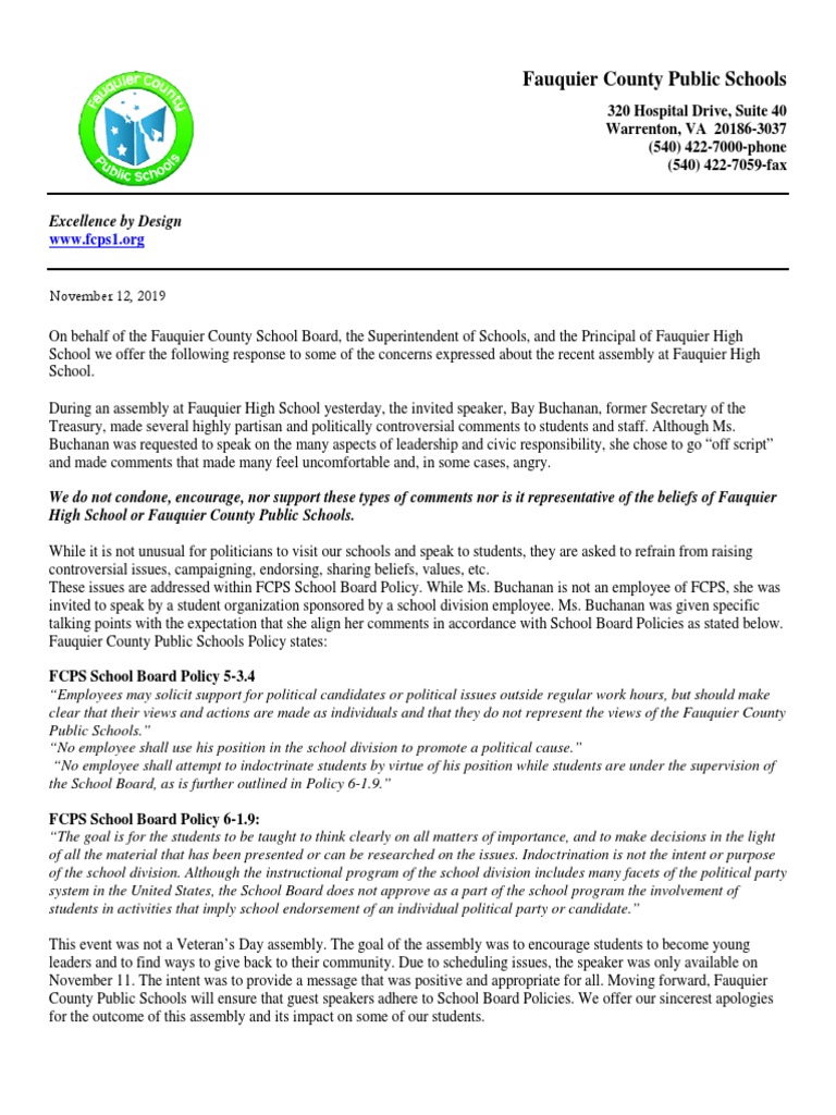 Letter To FHS Community 11.12.19 | PDF