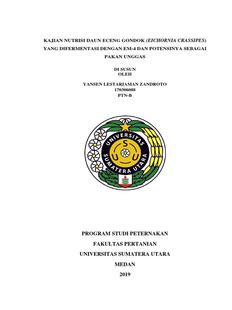Potensi Daun Eceng Gondok sebagai Pakan Unggas | PDF
