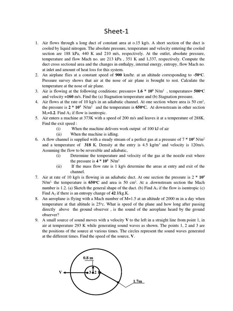 Sheet 1 | PDF | Mach Number | Fluid Dynamics