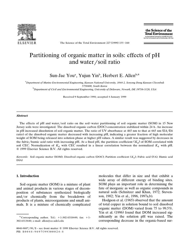Partitioning of Organic Matter in Soils | PDF | Soil | Physical Chemistry