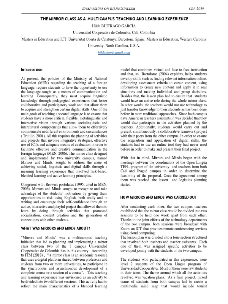 The Mirror Class As A Multicampus Experience | PDF | Educational Technology | Constructivism ...