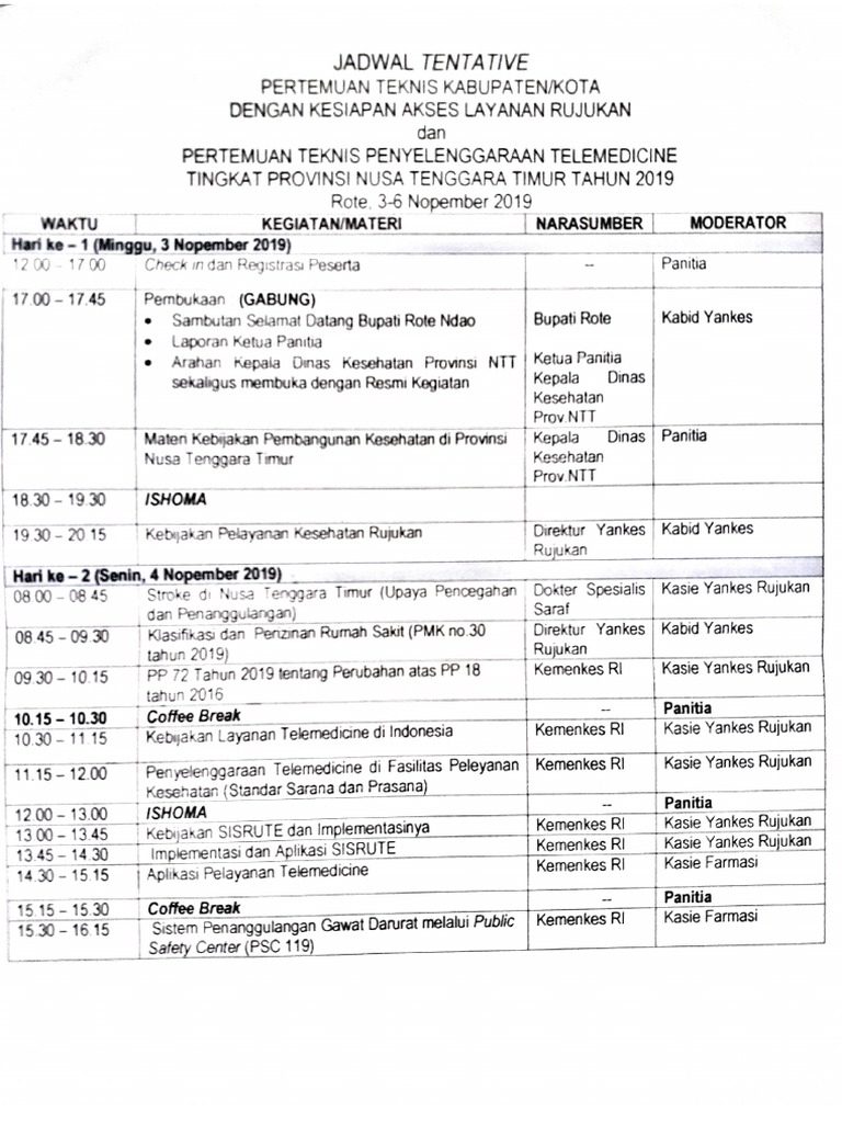 Jadwal Tentative Acara | PDF