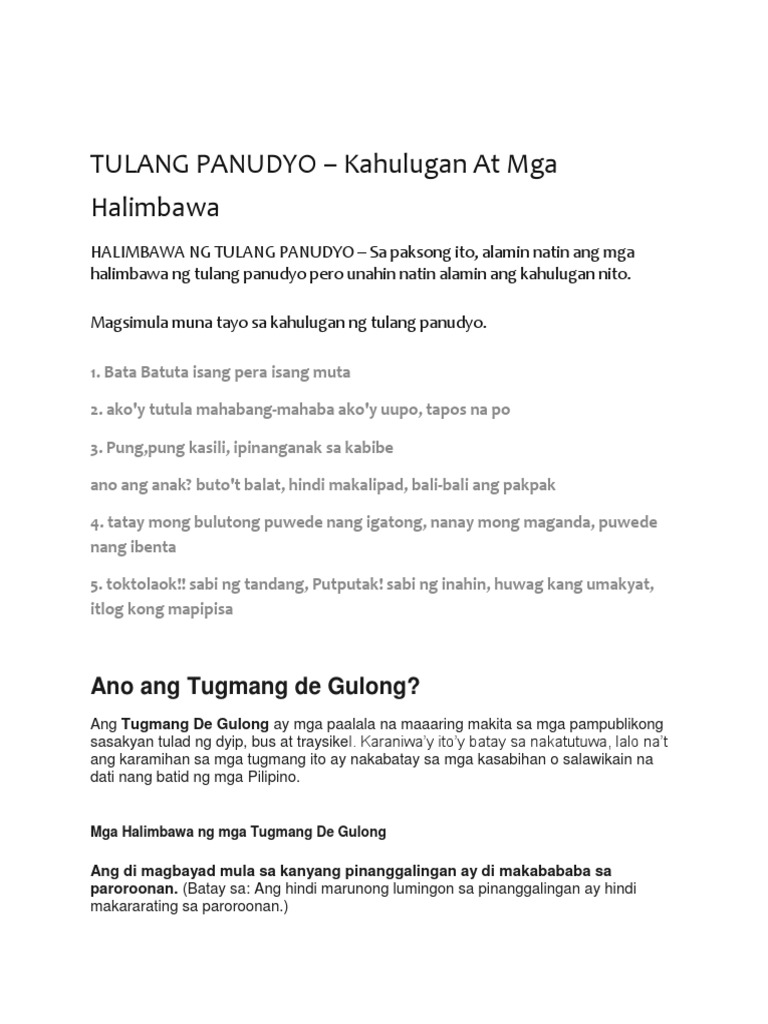 Tulang Panudyo | PDF