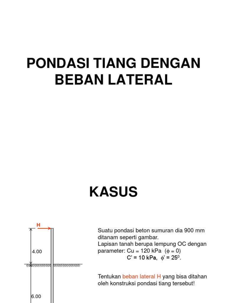 Beban Lateral Pondasi Tiang Pendek | PDF