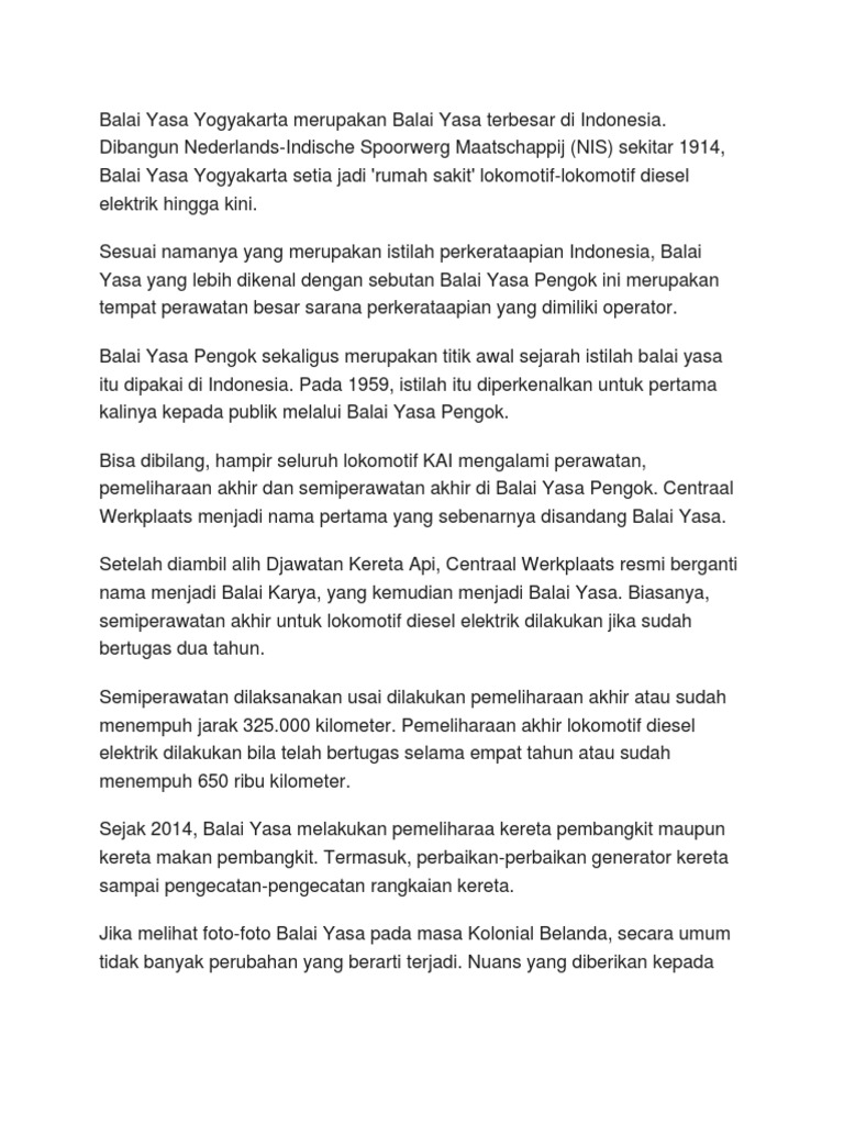 Balai Yasa Yogyakarta | PDF