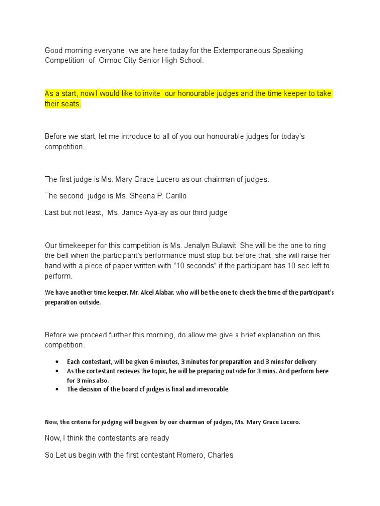 Emcee Script Sample | PDF