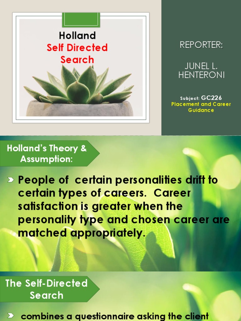 John Holland's Theory | PDF | Personality Type | Extraversion And ...