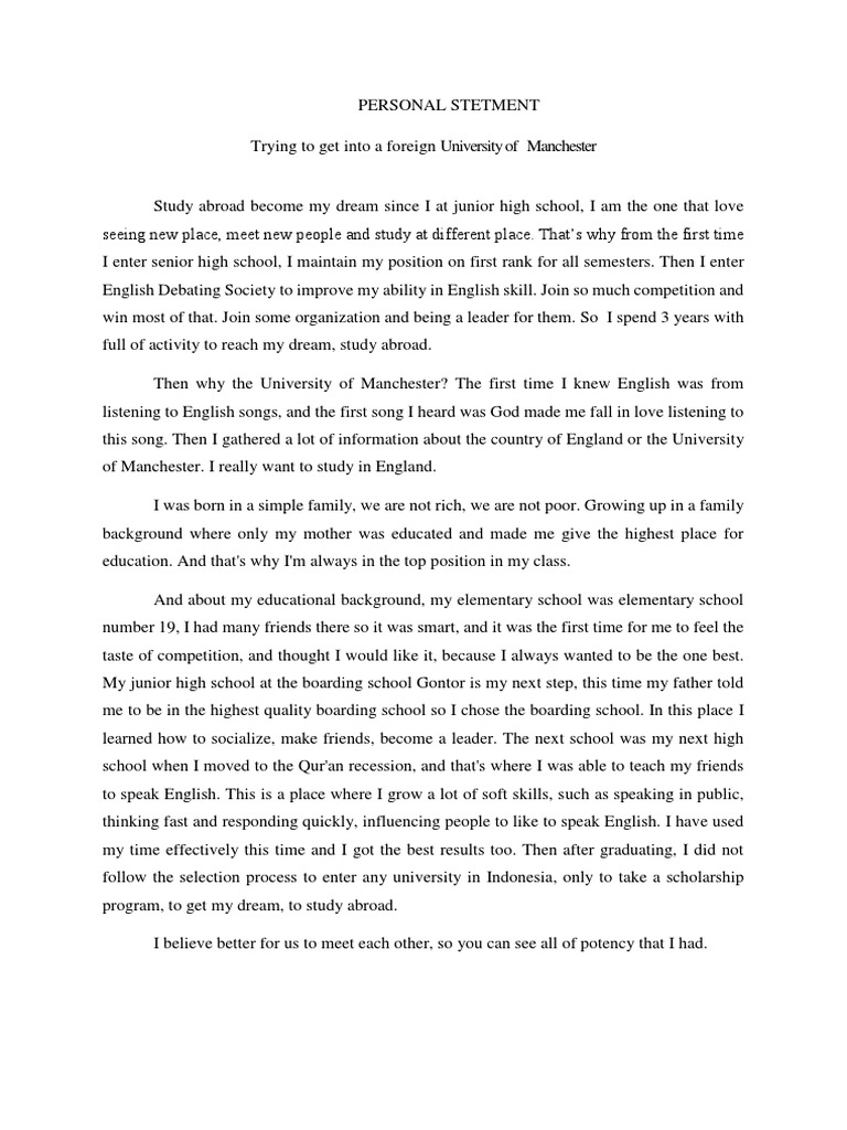Personal Stetment Written | PDF