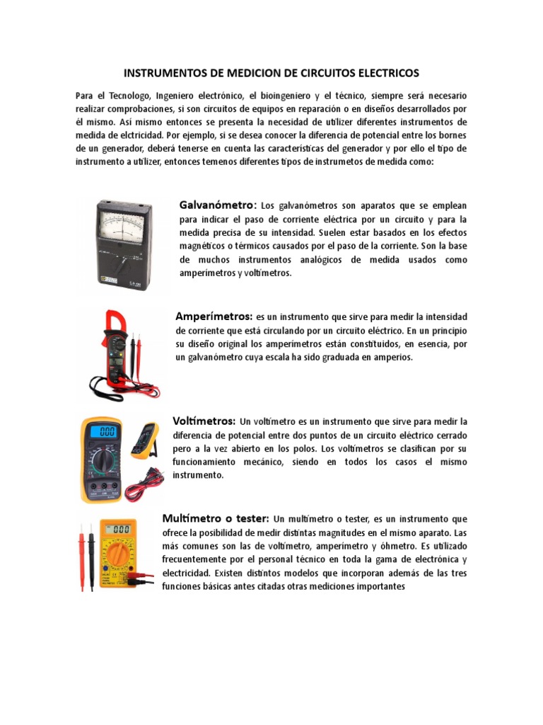 Instrumentos de Medicion de Circuitos Electricos | PDF ...