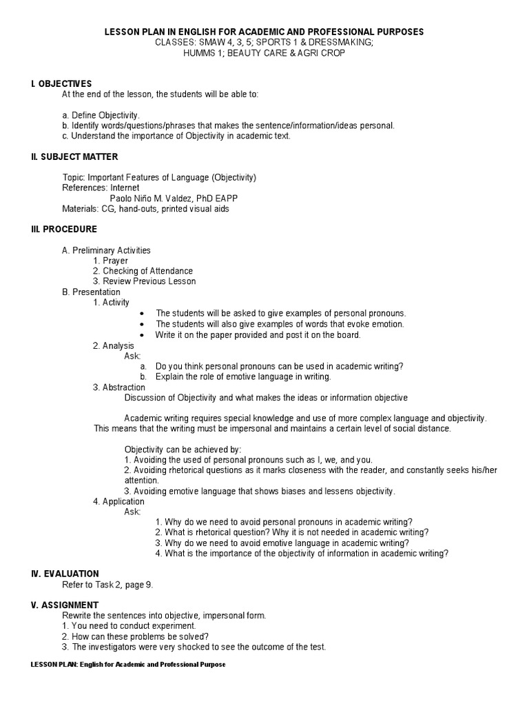 Academic Writing Lesson Plan | PDF | Lesson Plan | Plagiarism