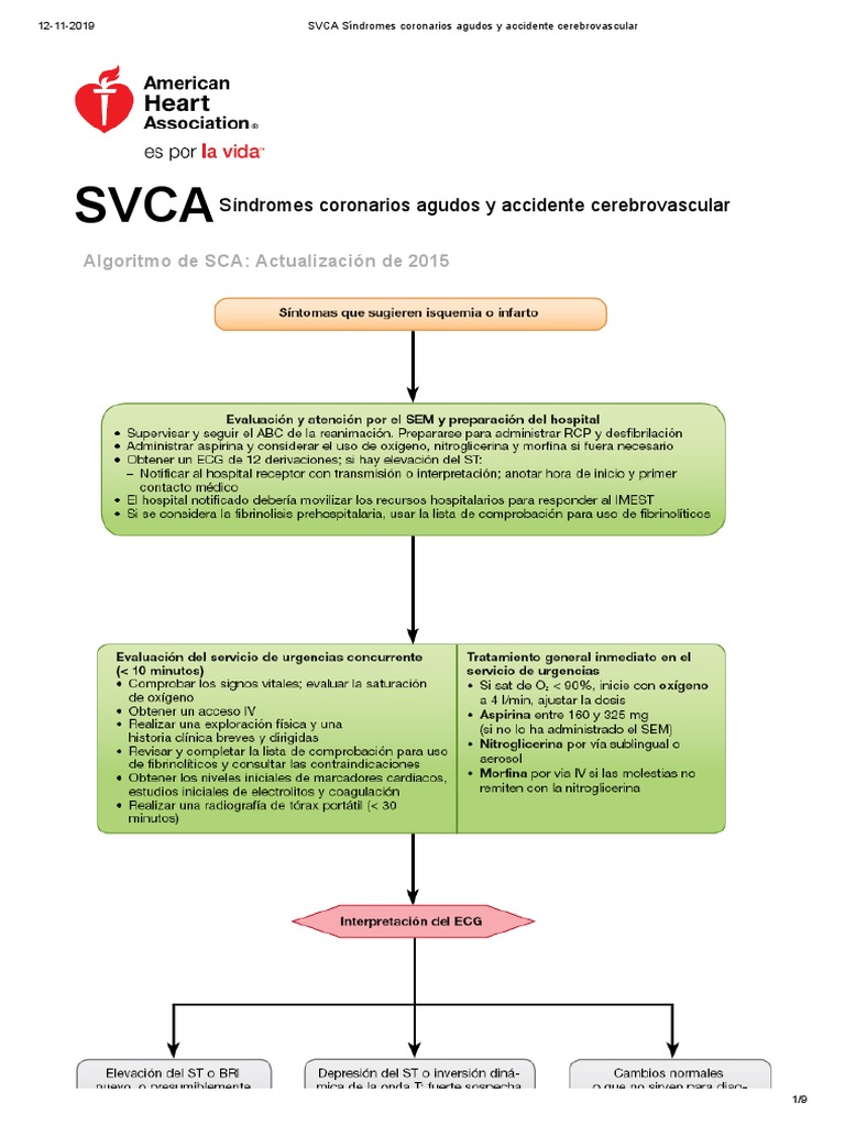 SVCA Síndromes Coronarios Agudos y Accidente Cerebrovascular | PDF ...