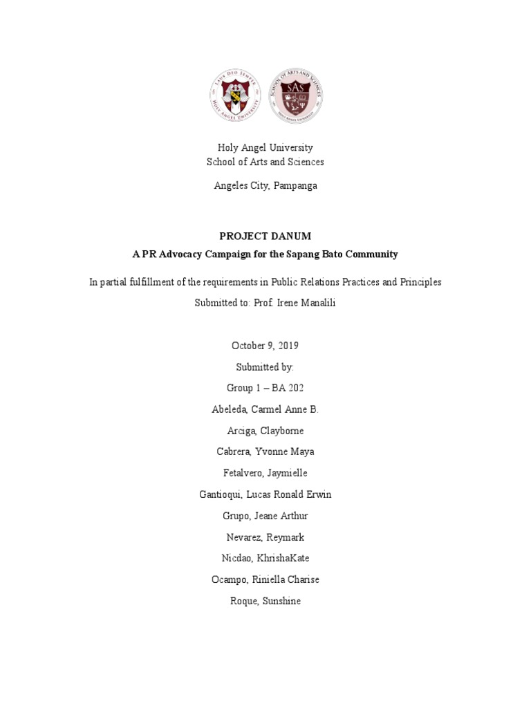 Project Danum A PR Advocacy Campaign For The Sapang Bato Community | PDF | Public Sphere ...