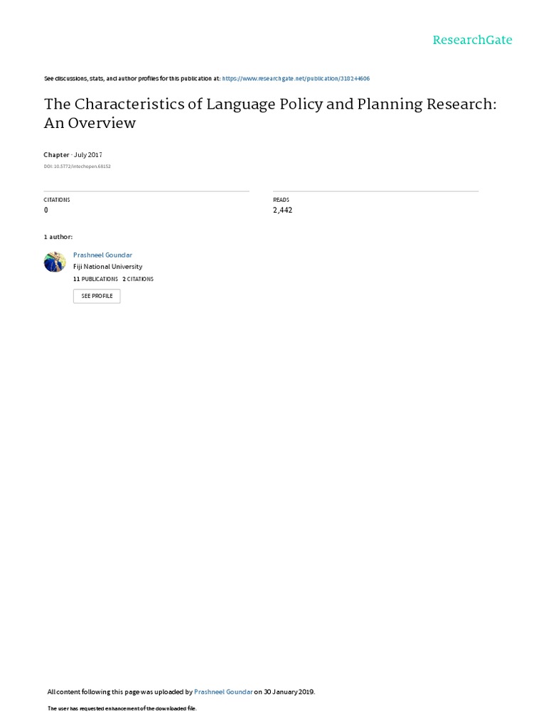The Characteristics of Language Planning and Policy | PDF | Linguistics ...