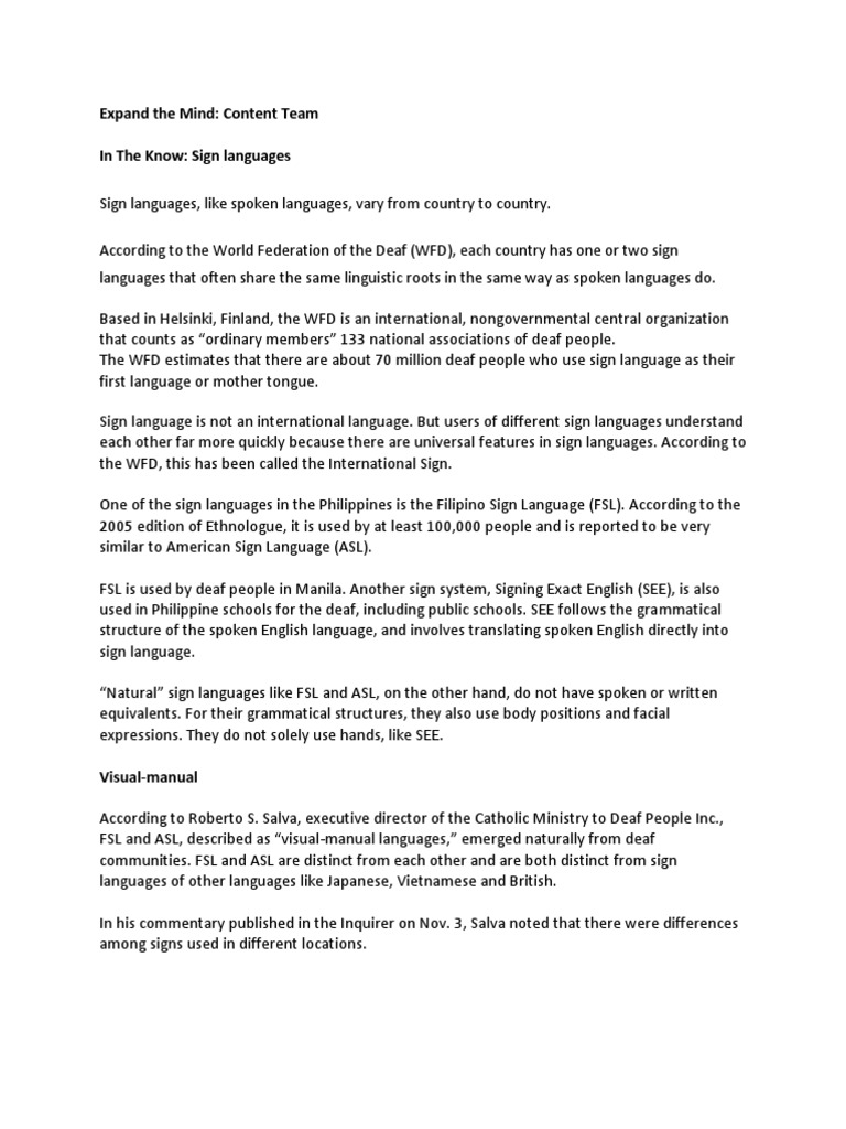 FSL | PDF | Sign Language | American Sign Language