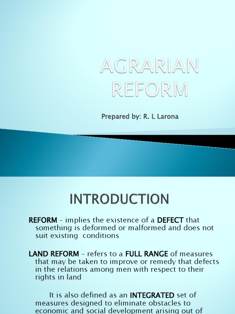 Agrarian Reform - Introduction | PDF | Farms | Land Reform