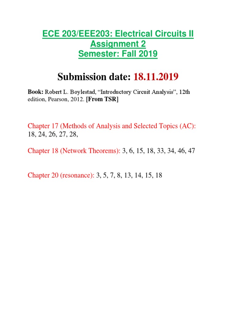 Submission Date:: ECE 203/EEE203: Electrical Circuits II Assignment 2 ...
